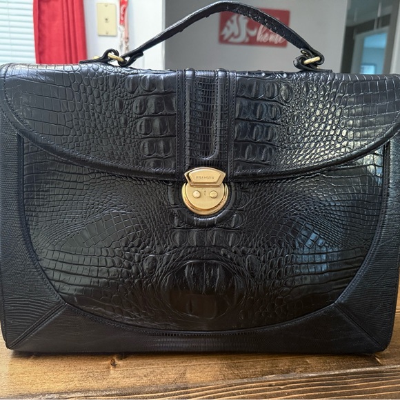 Brahmin | Bags | Elegant Brahmin Black Crocodileembossed Laptop ...